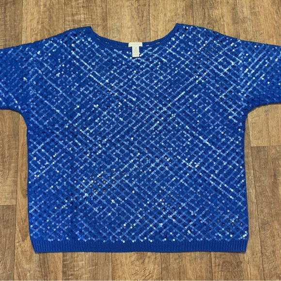 Chico's | Sweaters | Neon Blue Chicos Sequined Sweater | Poshmark